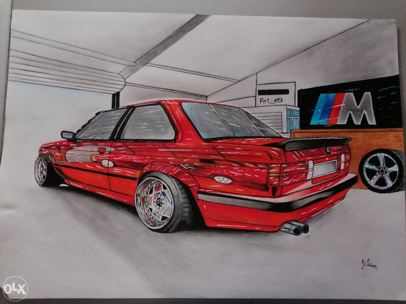 Umjetničke slike , crteži auta , poklon ... - Umjetničke slike - OLX.ba