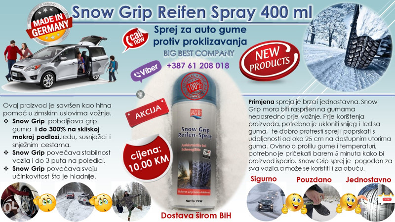 SPREJ ZA AUTO GUME (sprej protiv proklizavanja) - Autokozmetika - OLX.ba