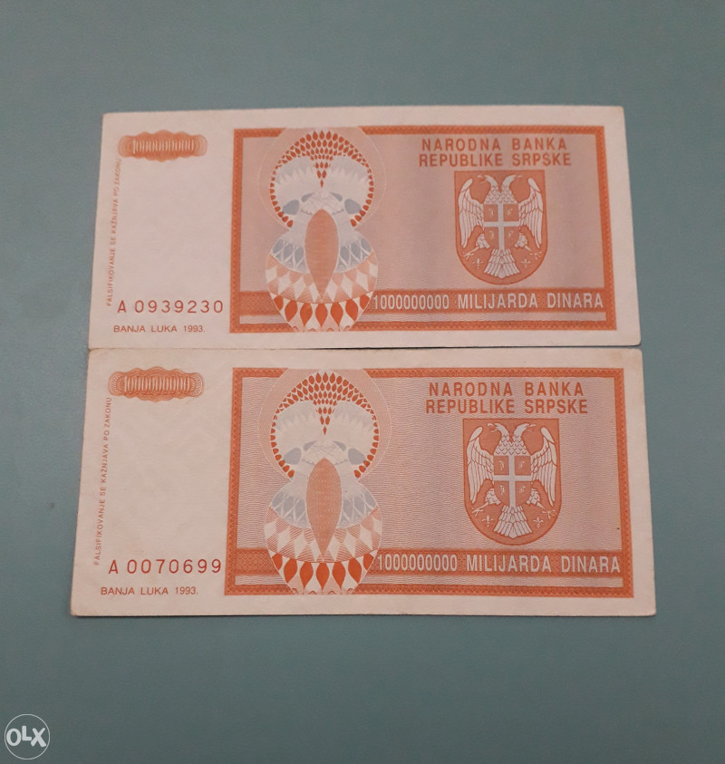 1 Milijarda Dinara Republika Srpska Nov anice OLX ba
