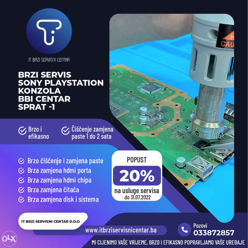 SERVIS PLAYSTATION PS5 PS4 PS3 ARIA CENTAR - BBI CENTAR - Servis konzola - OLX.ba