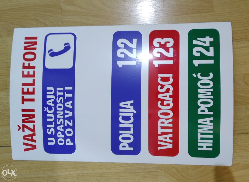 Važni brojevi telefona-znak - Ostalo - OLX.ba