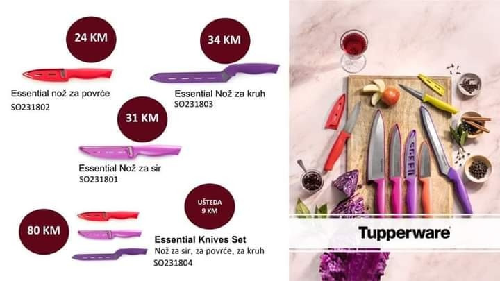 TUPPERWARE SET NOZEVA ESSENTIAL(PREPORUKA) - Kašike, viljuške i noževi - OLX.ba
