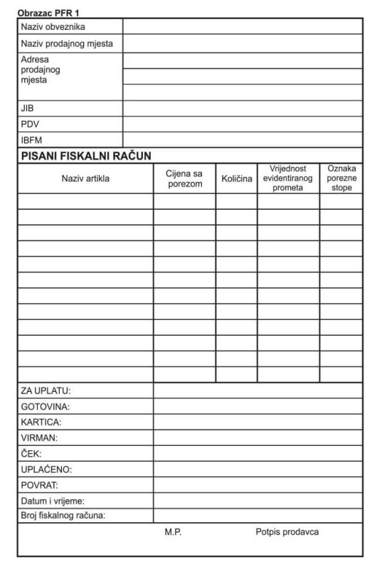 Pisani fiskalni nota racun A5 indigo - Kancelarijski materijal i oprema ...