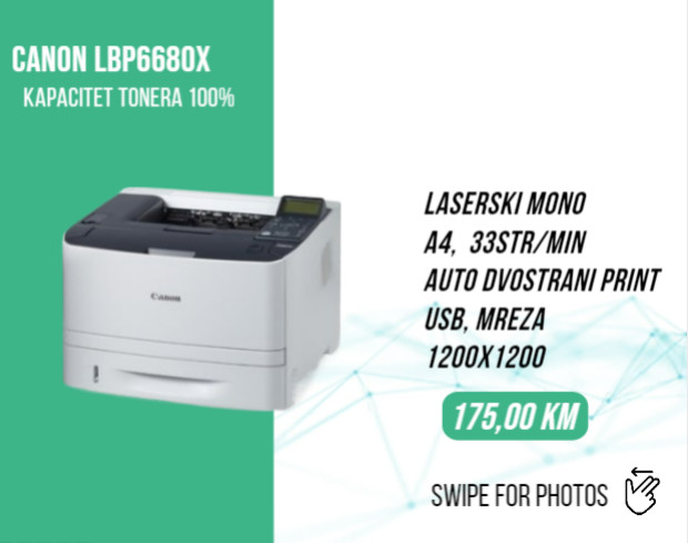 Printer Canon LBP6680x Toner 100%; Mali broj otisaka - Printeri - OLX.ba