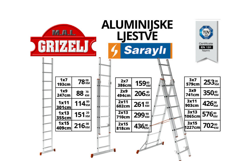 LJESTVE SKALE MERDEVINE VIŠE VRSTA ALUMINIJSKE 150kg NOSIVOST - Ljestve ...