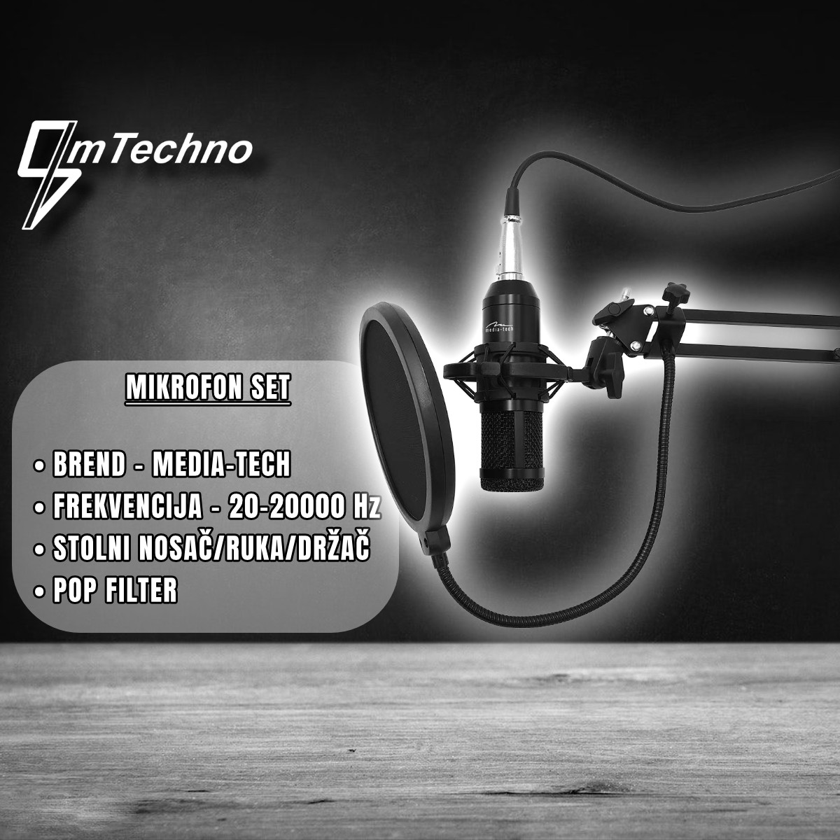STUDIO SET MIKROFON MEDIA-TECH MT396 + DRŽAČ/NOSAČ - Mikrofoni - OLX.ba
