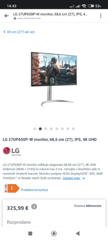 LG 27UP650P-W monitor, 68,6 cm (27), IPS, 4K UHD - Monitori - OLX.ba