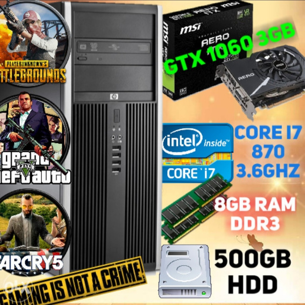 Gaming PC Racunar i7 870 GTX 1060 3GB 8GB RAM 500GB HDD 120GB SSD ...