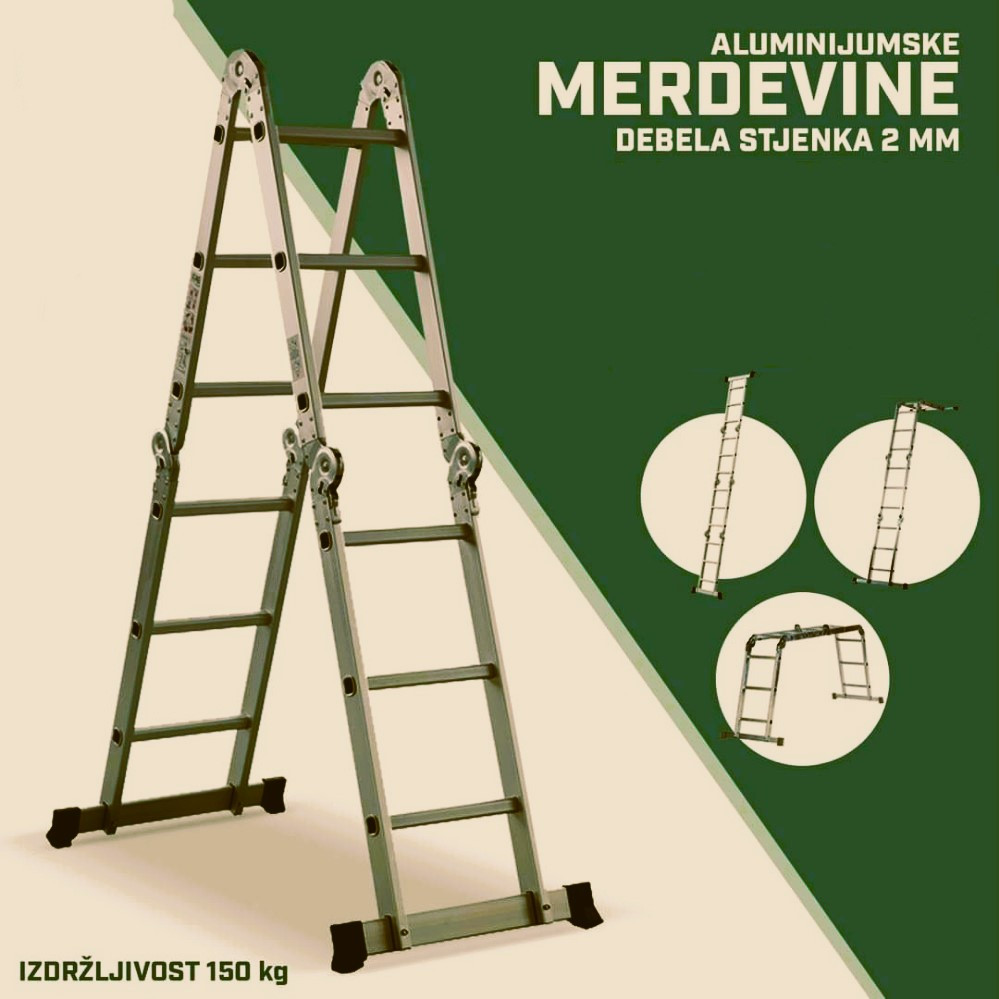 SKLOIPIVE ALUMINIJSKE LJESTVE 6.7M MERDEVINE LOTRE - Ljestve - OLX.ba