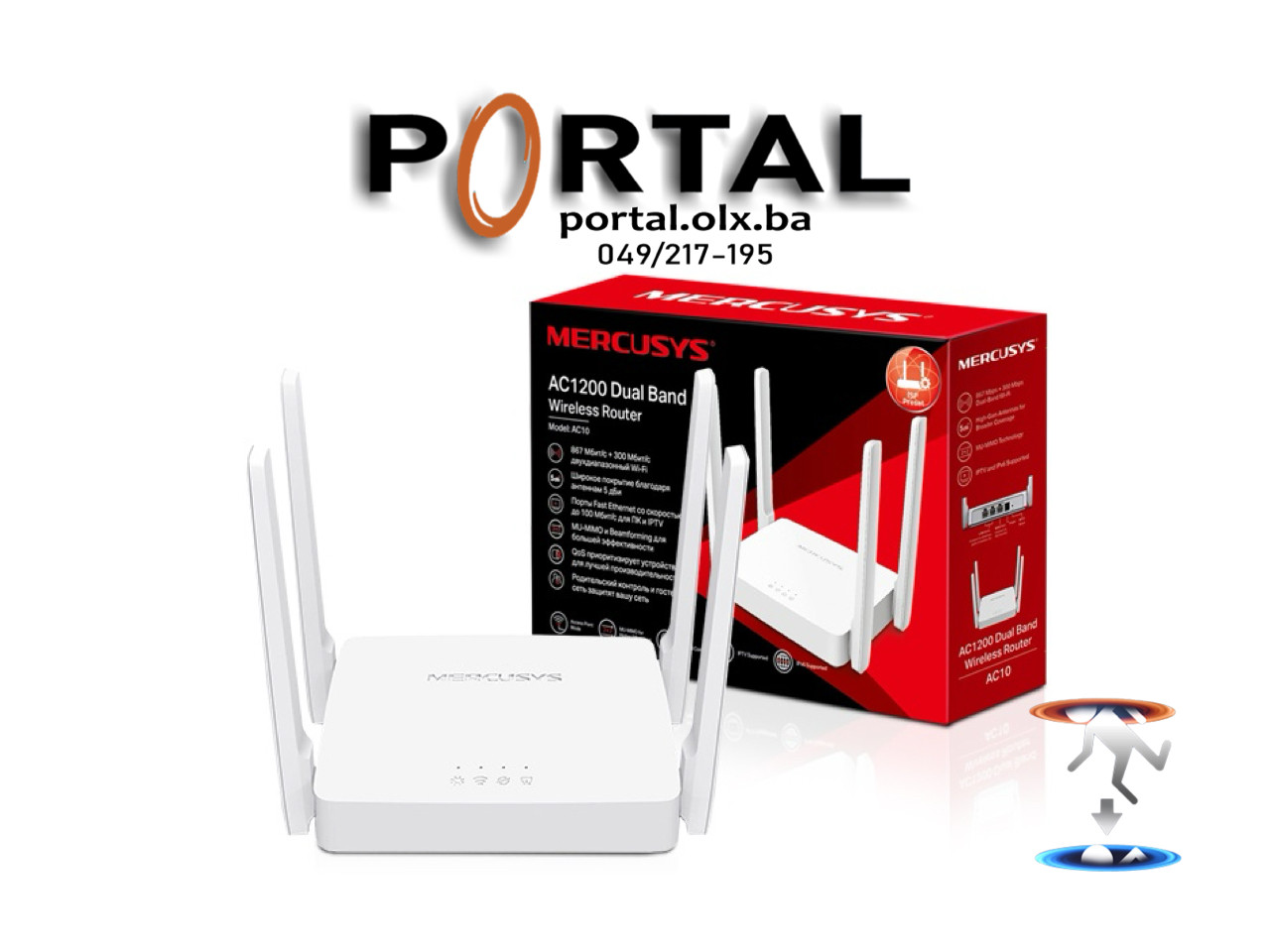 Bežični ruter Mercusys AC10 AC1200 dual band sa 4 antene - Router - OLX.ba