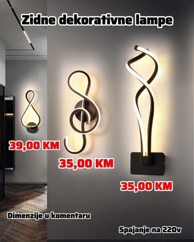 ZIDNE DEKORATIVNE LAMPE DEKORATIVNA SVJETLA ZA DNEVNI BORAVAK - Zidne lampe - OLX.ba