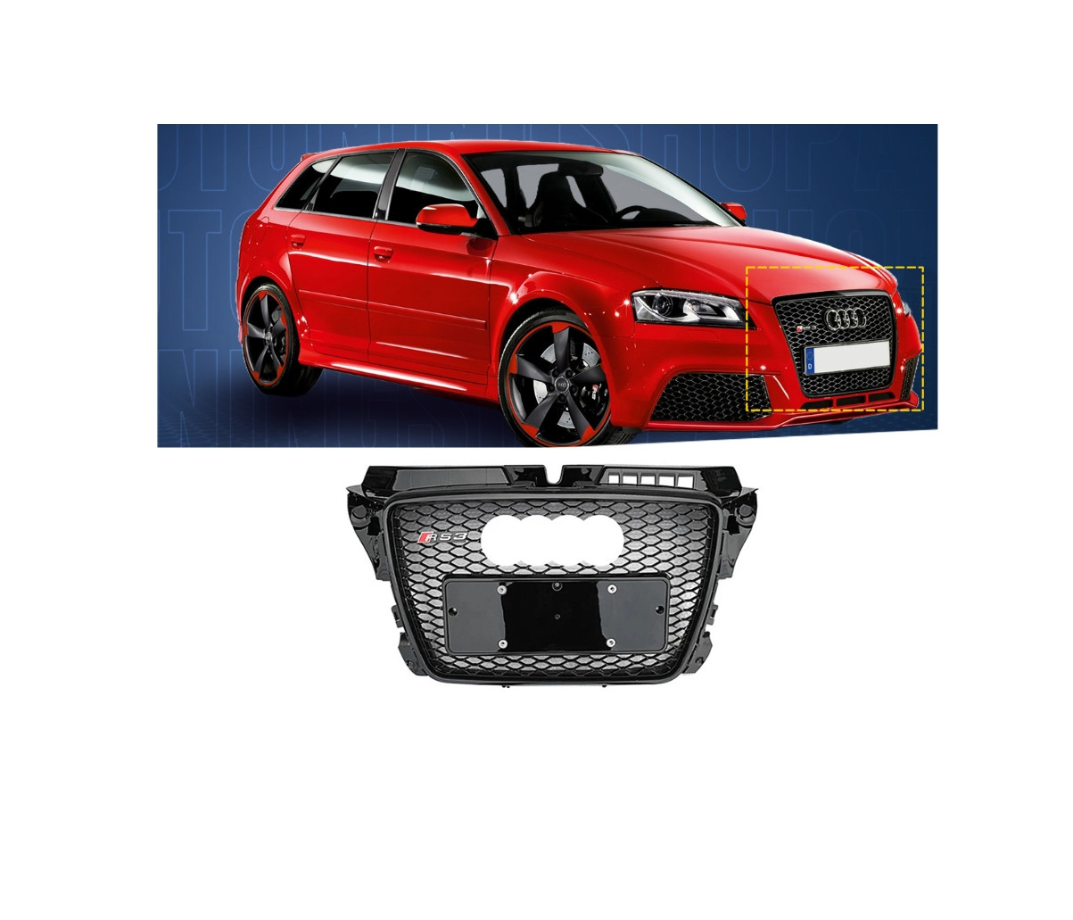 Audi A3 8P 08-12 RS RS3 Maska Gril Resetka branik - Maske za automobile ...