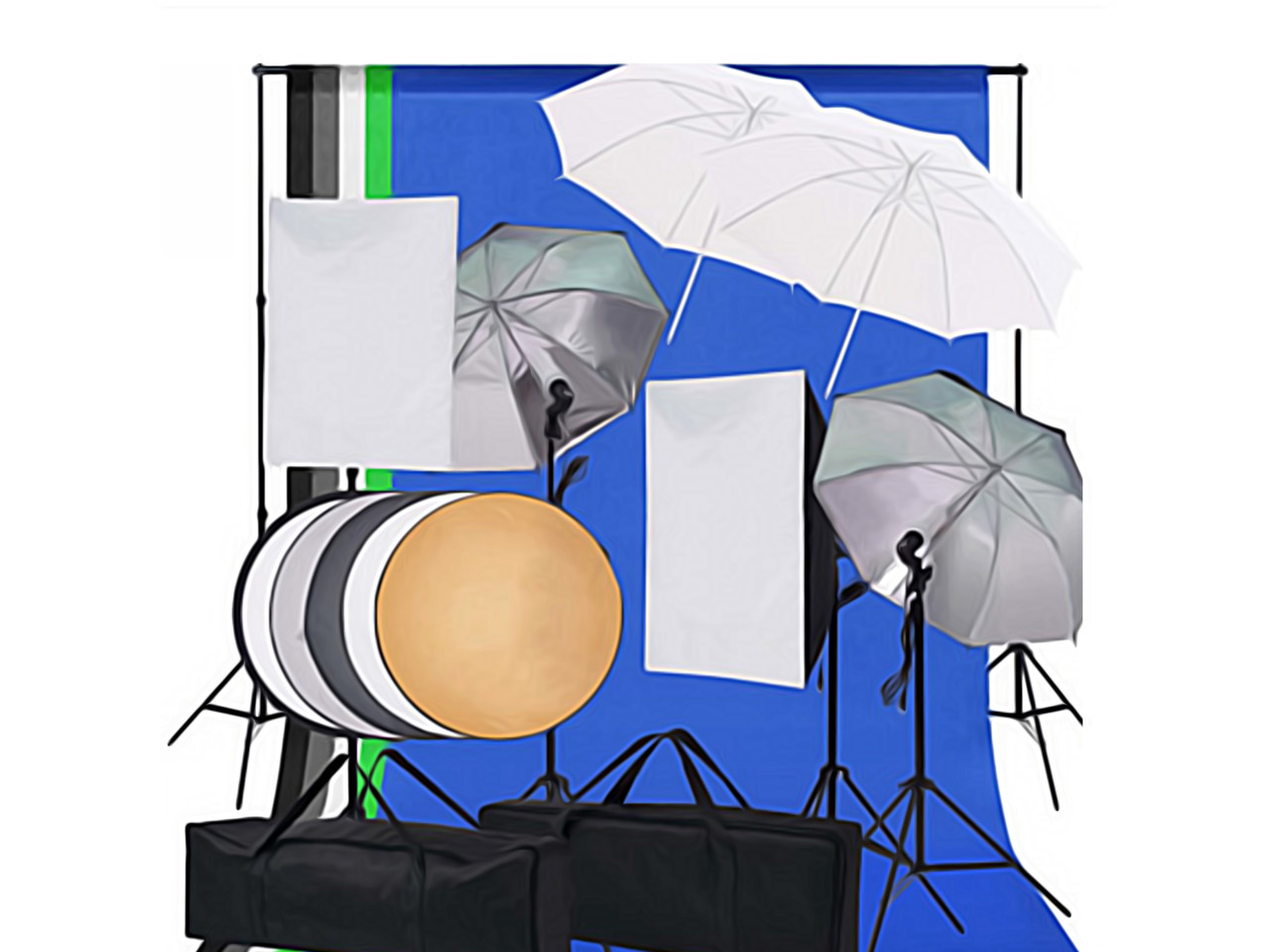 FOTO SET STUDIO / 2x Softbox / 4 kisobran / 5 pozadina - Ostalo - OLX.ba