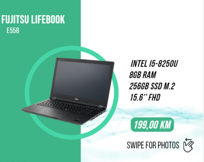 Fujitsu Lifebook E558 i5-8250U; 8GB; 256GB; ČITAJ OPIS - Laptopi - OLX.ba