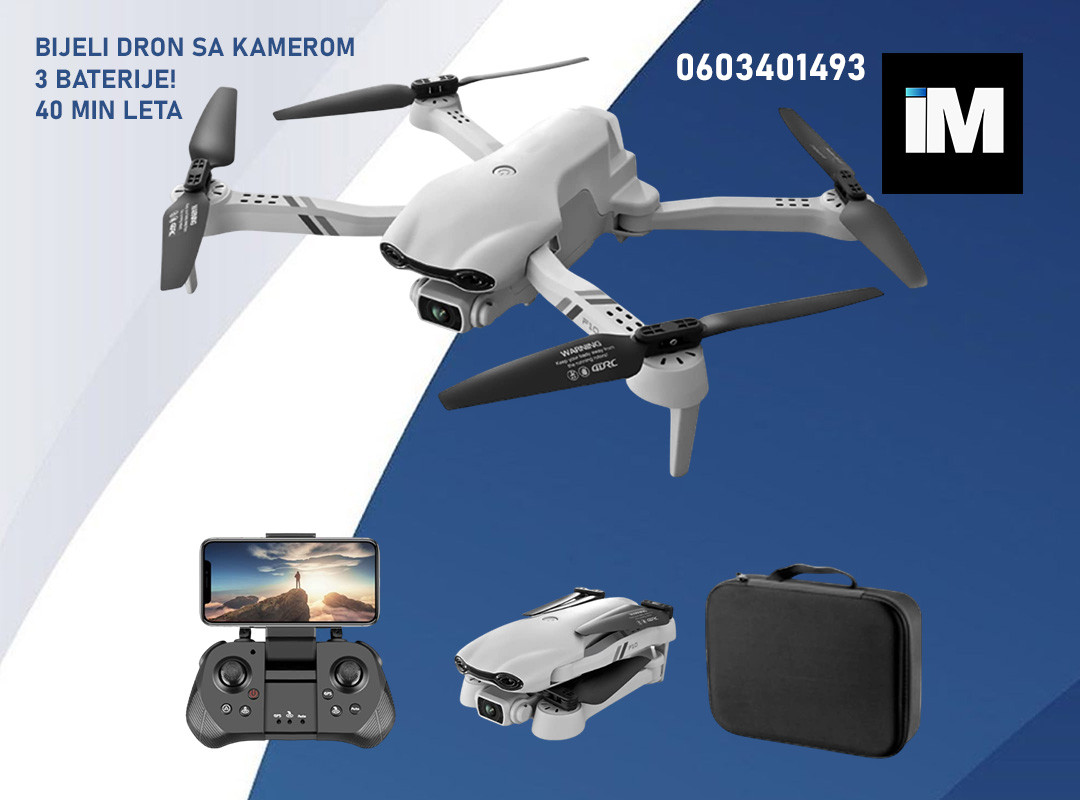 Bijeli Dron sa Kamerom/4K/WiFi/3 BATERIJE (40+min leta) - Dronovi (RC letjelice) - OLX.ba