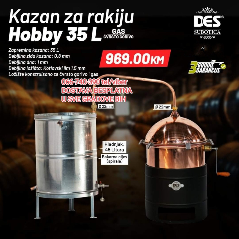 DES kazan za rakiju HOBBY 35 L Drvo/Gas Subotica - Kazani - OLX.ba