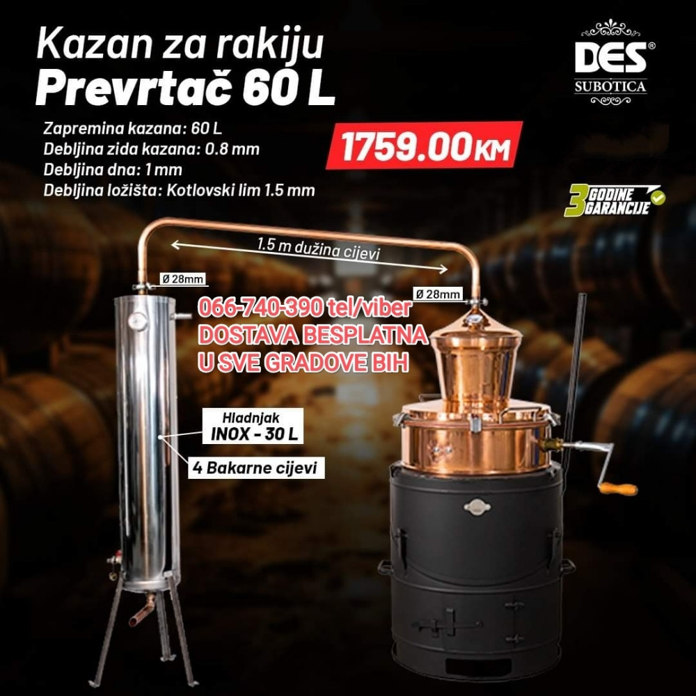 DES kazan za rakiju PREVRTAČ 60 L Subotica - Kazani - OLX.ba