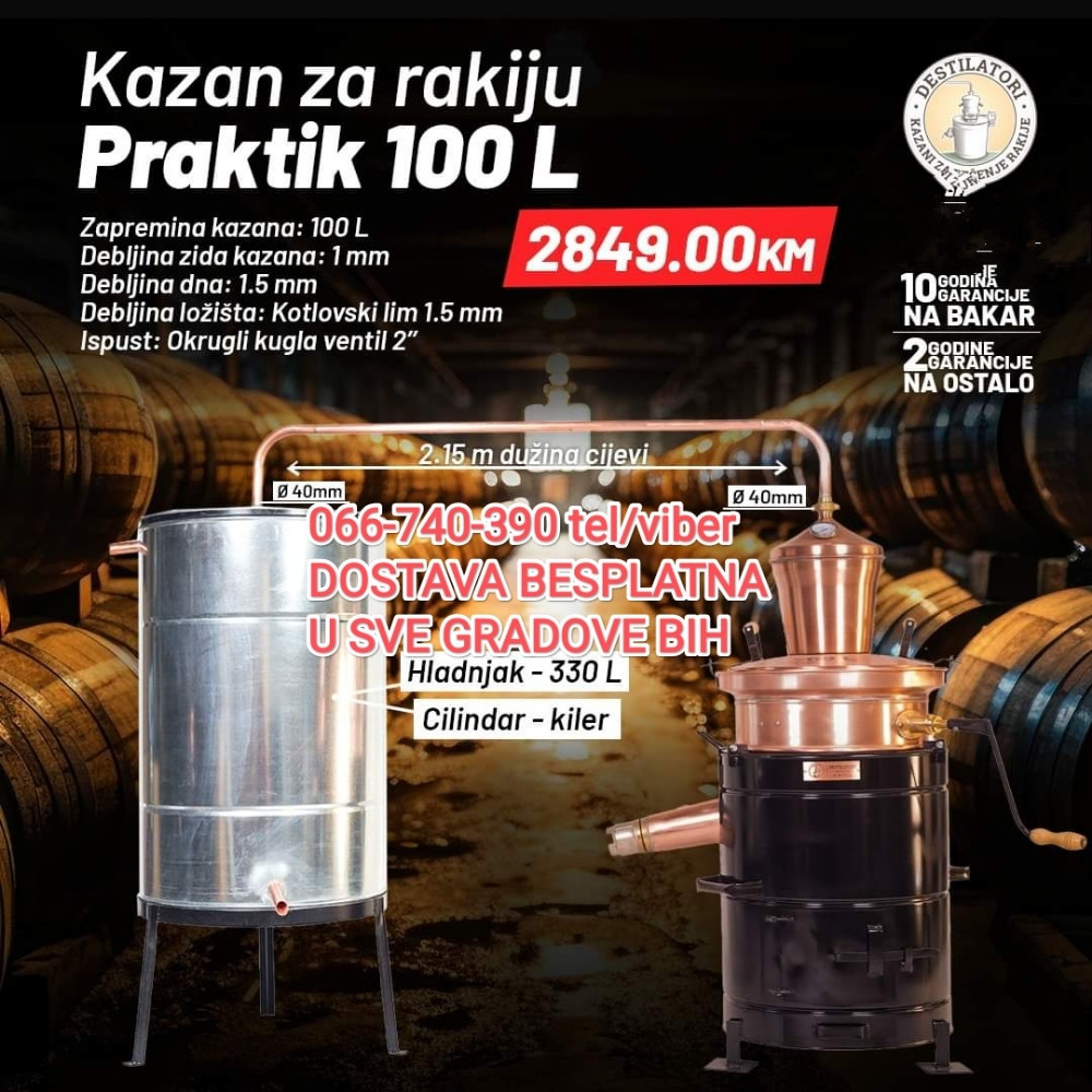 Destilator kazan za rakiju sa kilerom PRAKTIK 100 L Subotica - Kazani ...