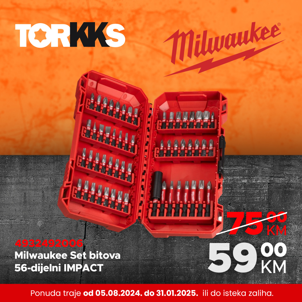 Milwaukee Set bitova 56-dijelni IMPACT - Šarafcigeri/Odvijači - OLX.ba