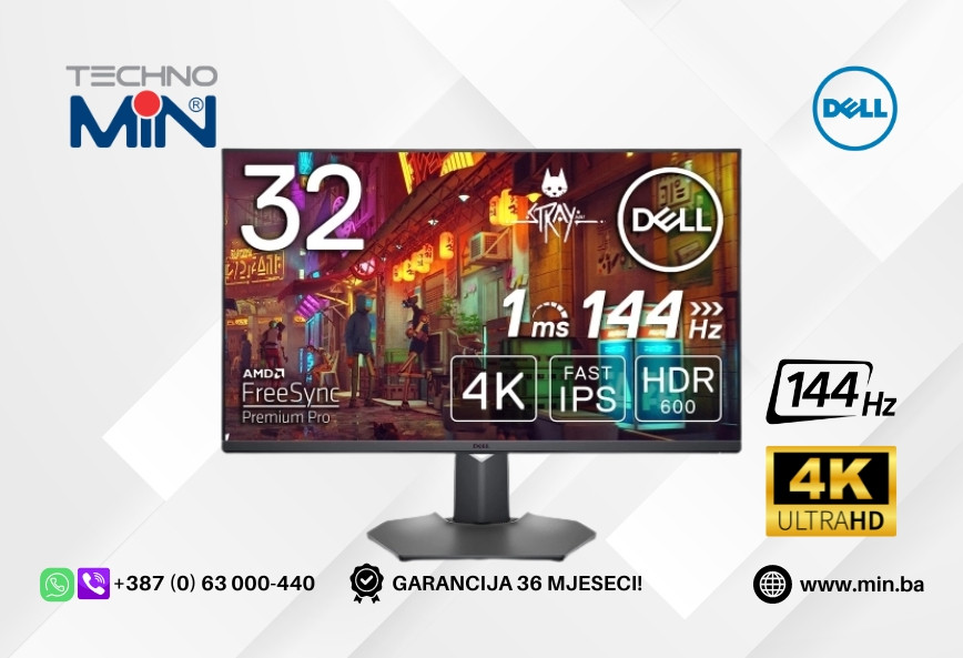 Gaming monitor DELL G3223Q, 32", 4K UHD, Fast IPS, 144Hz - Monitori ...