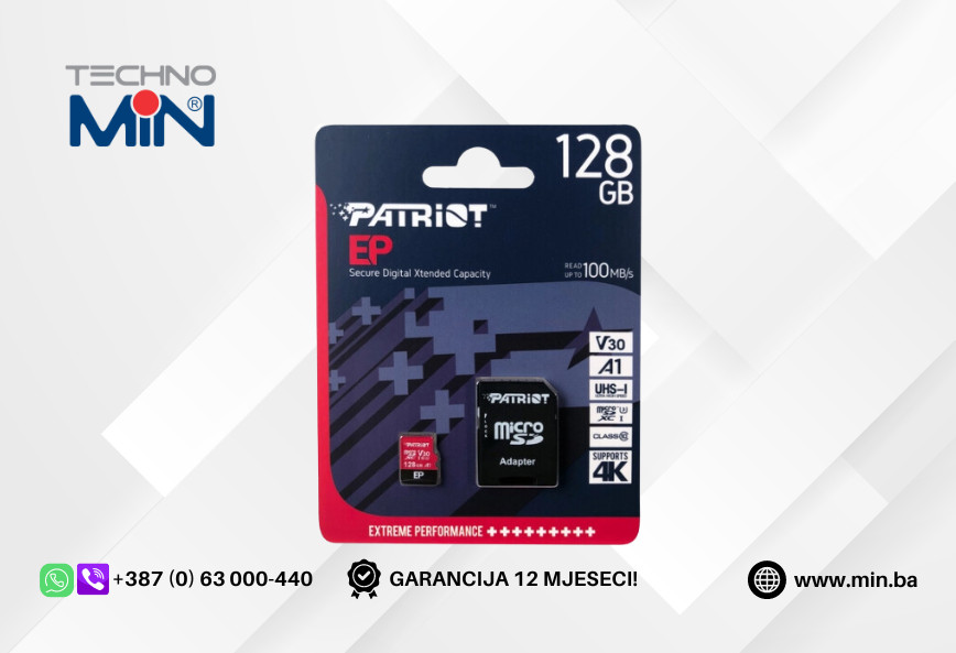 Patriot 128GB MicroSD Class10, 4K Recording,90MB/s Read, UHS-I U3 ...