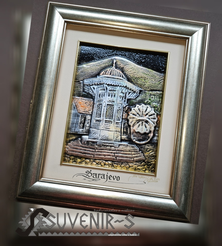 Slika bakrorez u boji Sarajevo Sebilj-Baščaršija - Umjetničke slike ...