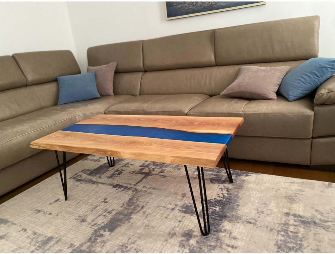 Klub sto epoxy smola puno drvo jasen epoksi epoksid - Klub stolovi - OLX.ba