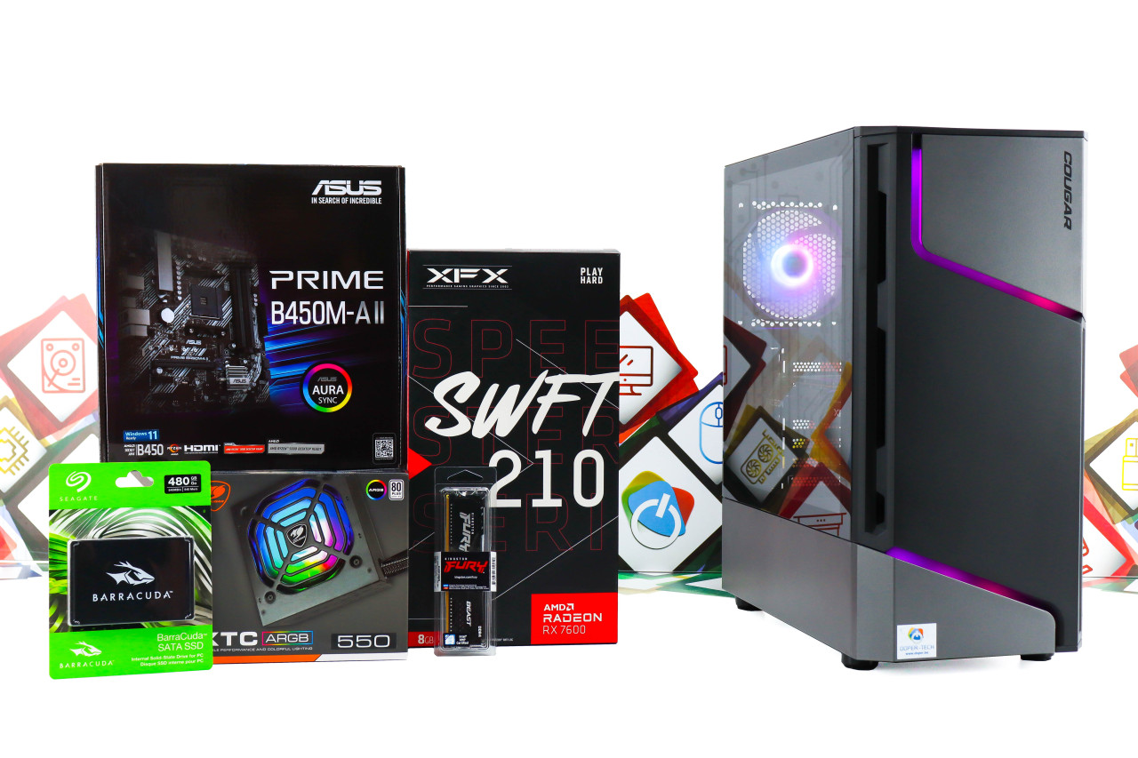 Gaming PC Cougar MX360-05; R5 5500; RX 7600; 8GB; 480GB DOPER - Desktop ...