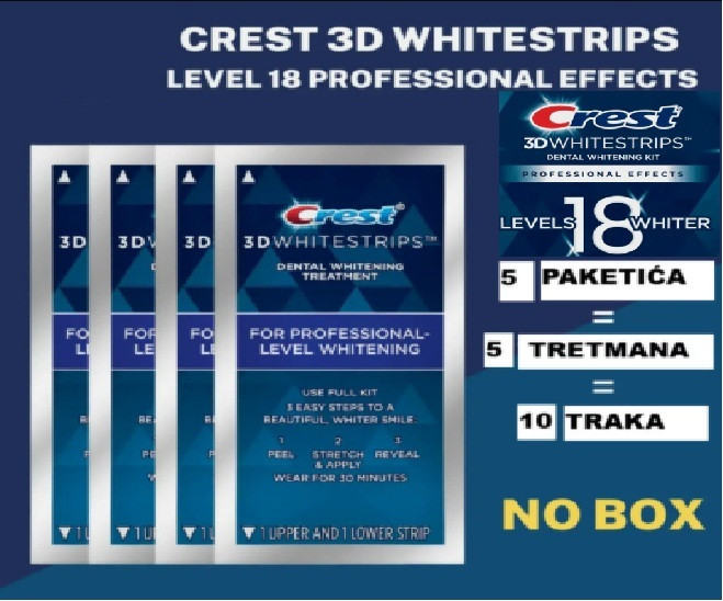 Crest 3D LEVEL 18 izbjeljivac zuba/5 PAKETICA-10 TRAKICA/100%USA - Uređaji i preparati za ...