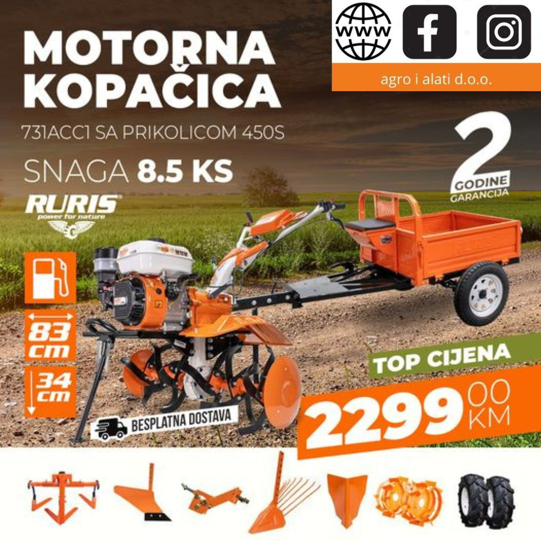 RURIS Freza kultivator 731ACC sa prikolicom - Kosilice i kopačice za ...