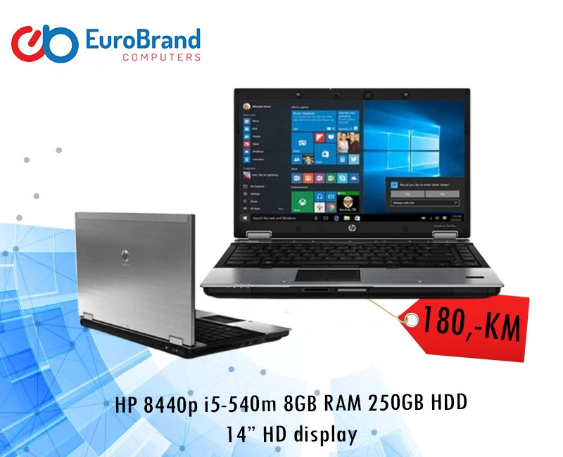 Laptop HP 8440p i5-540m 8GB 250HDD 14" display - Laptopi - OLX.ba