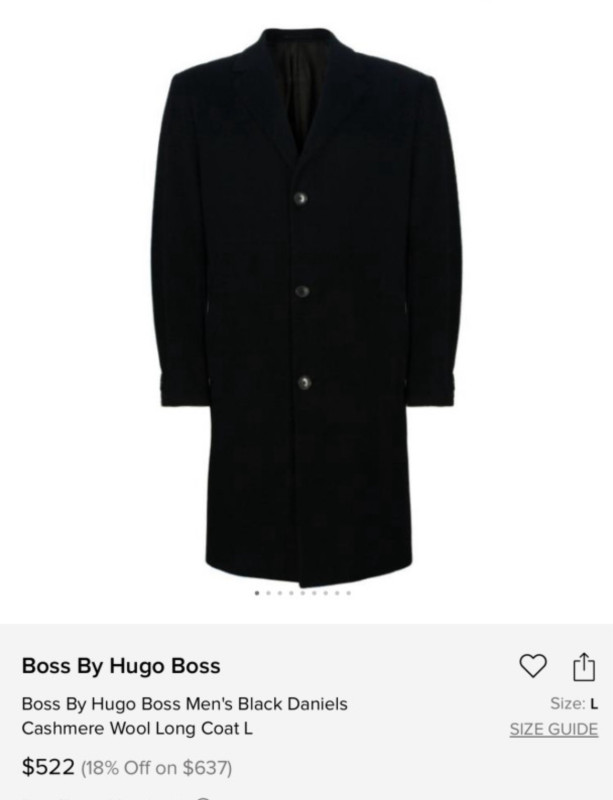 Original HUGO BOSS muski kaput, kasmir vuna, XL - Jakne kaputi i ...