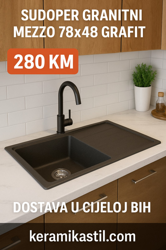 Sudoper granitni mezzo 78x48 grafit - Sudoperi - OLX.ba
