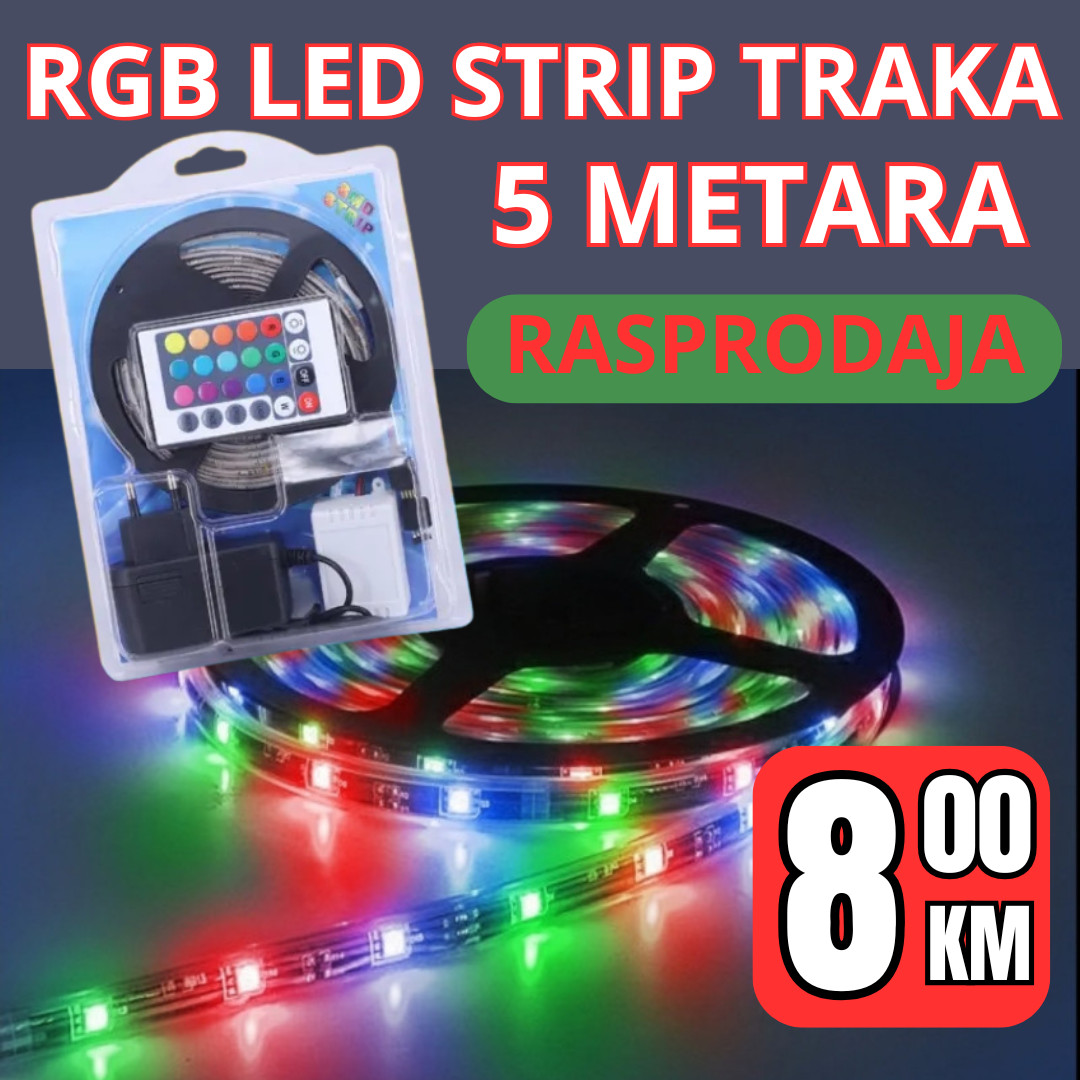 RGB LED TRAKA 5 metara -8 KM - LED rasvjeta - OLX.ba