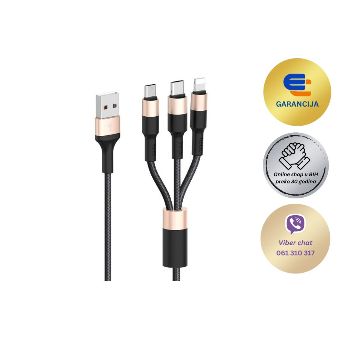 Kabal USB-A na Lightning, micro USB, USB-C HOCO 1m 033929 - Kablovi za mobitele - OLX.ba