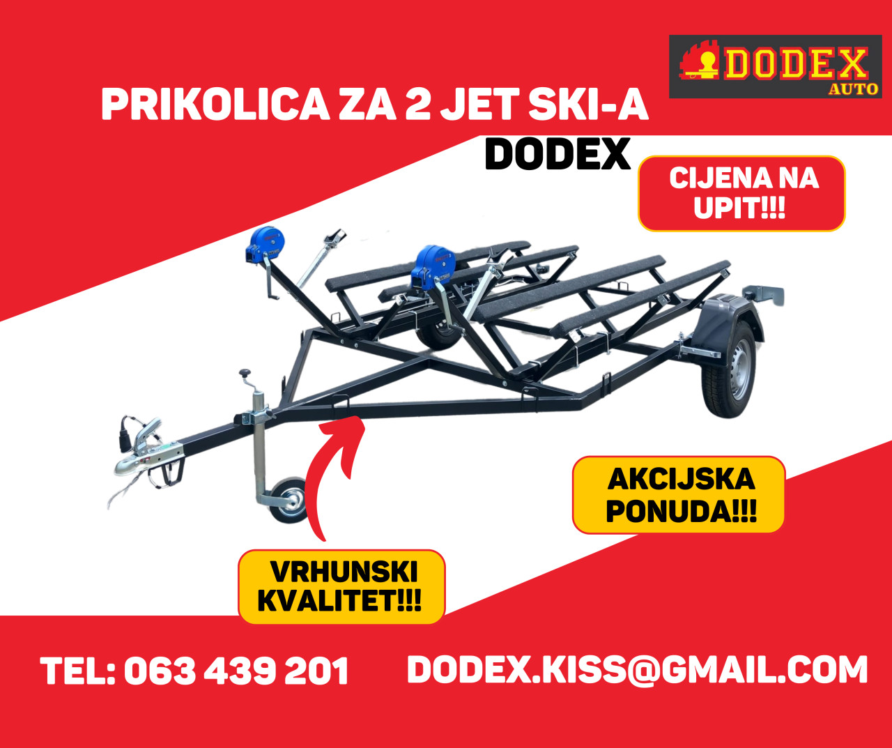 PRIKOLICA ZA 2 JET SKI-A DODEX - Prikolice - OLX.ba