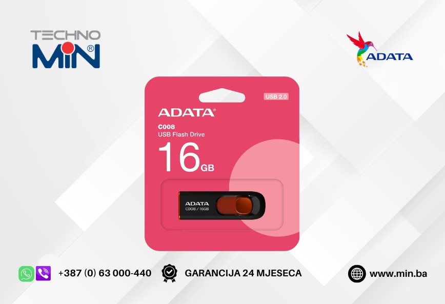 ADATA C008 USB Flash Drive 16GB, USB 2.0, Black - USB Memorija / stick - OLX.ba