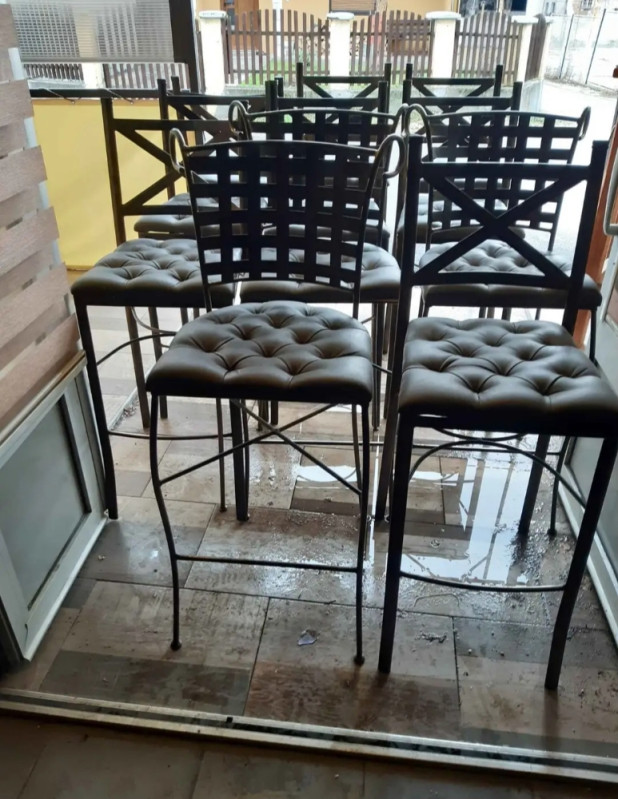 Visoke barske stolice od kovanog zeljeza 6 kom - Namještaj za ...