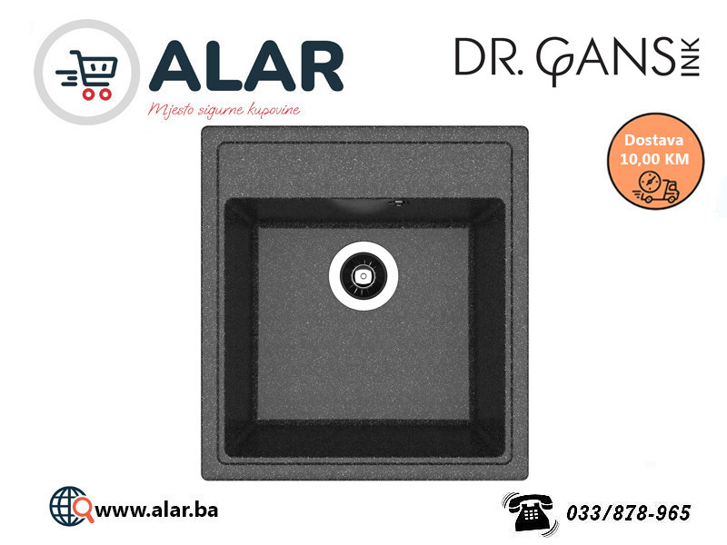 DR GANS granitni sudoper Nika Crna 470 470x510x200 mm - Sudoperi - OLX.ba