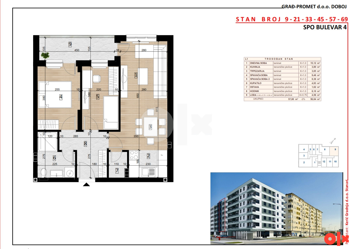 Stan Doboj 56.64m2 - Stanovi i apartmani - OLX.ba