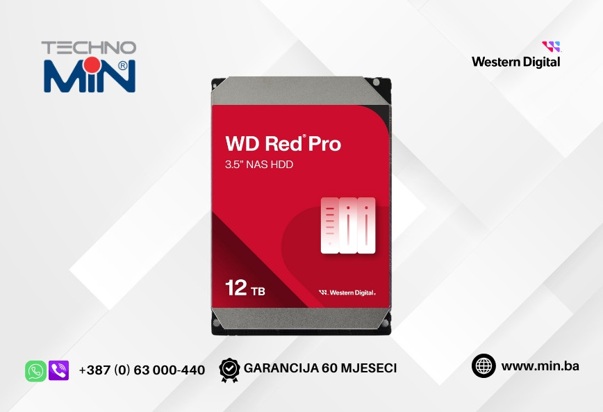 WD Red Pro NAS 12TB HDD WD122KFBX, 3.5" SATA, 7200RPM, 512MB - Hard ...