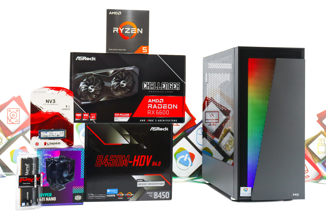 Gaming PC MS Armor V715-05; R5 5500; RX 6600; 1TB; 16GB DOPER - Desktop ...