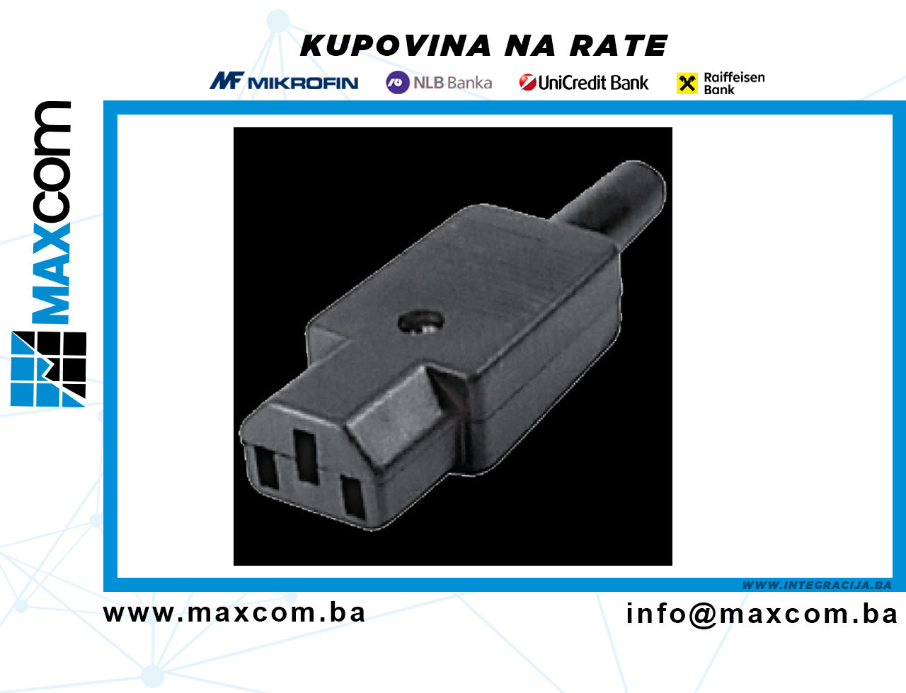 home Utikač za kabl, tropolni - AC 1A - Utikači i razdjelnici - OLX.ba