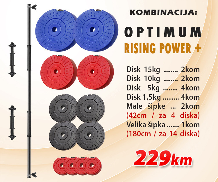 Tegovi Bučice - OPTIMUM 80kg diskovi + šipke - Tegovi i bučice - OLX.ba