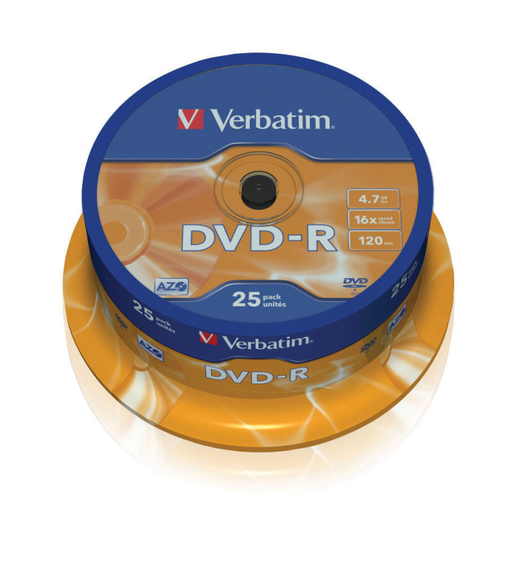 DVD-R, VERBATIM,4,7 GB,16X, spindle 25 kom,MATT SILVER - DVD/Blu-ray ...