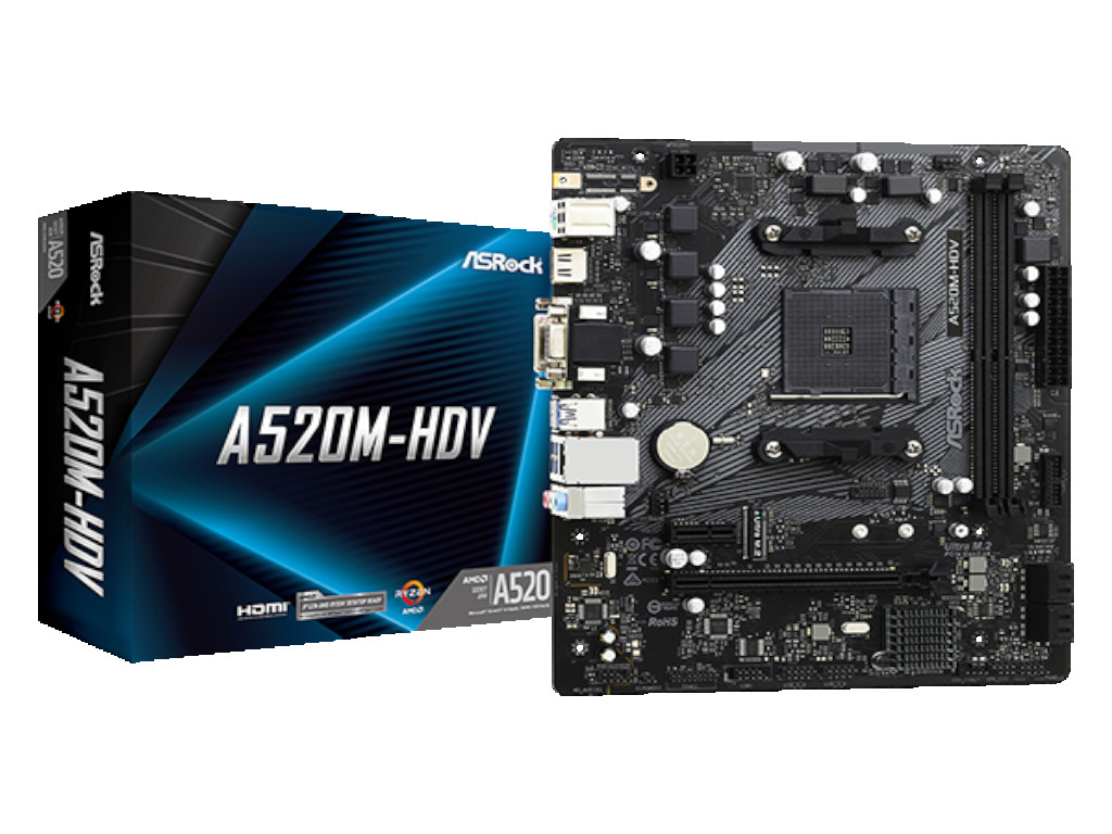 ASROCK MB A520-HDV, AM42xDDR4, 4xSATA, M.2, RAIDVGA, HDMI, Mic ...